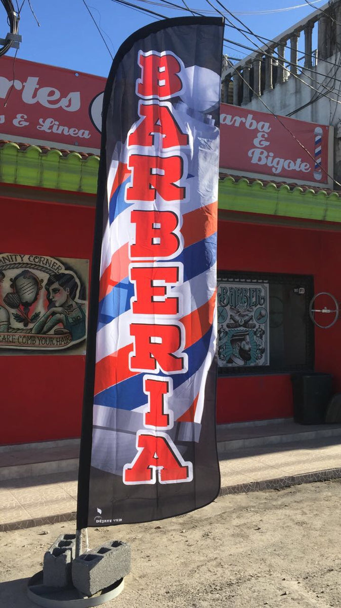 Bandera Barberia Fondo Negro – Dejate Ver Banderas